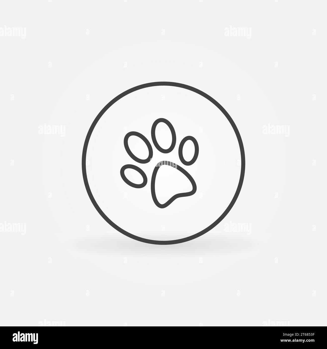 Dog or cat paw in circle vector icon or symbol in thin line style Stock ...
