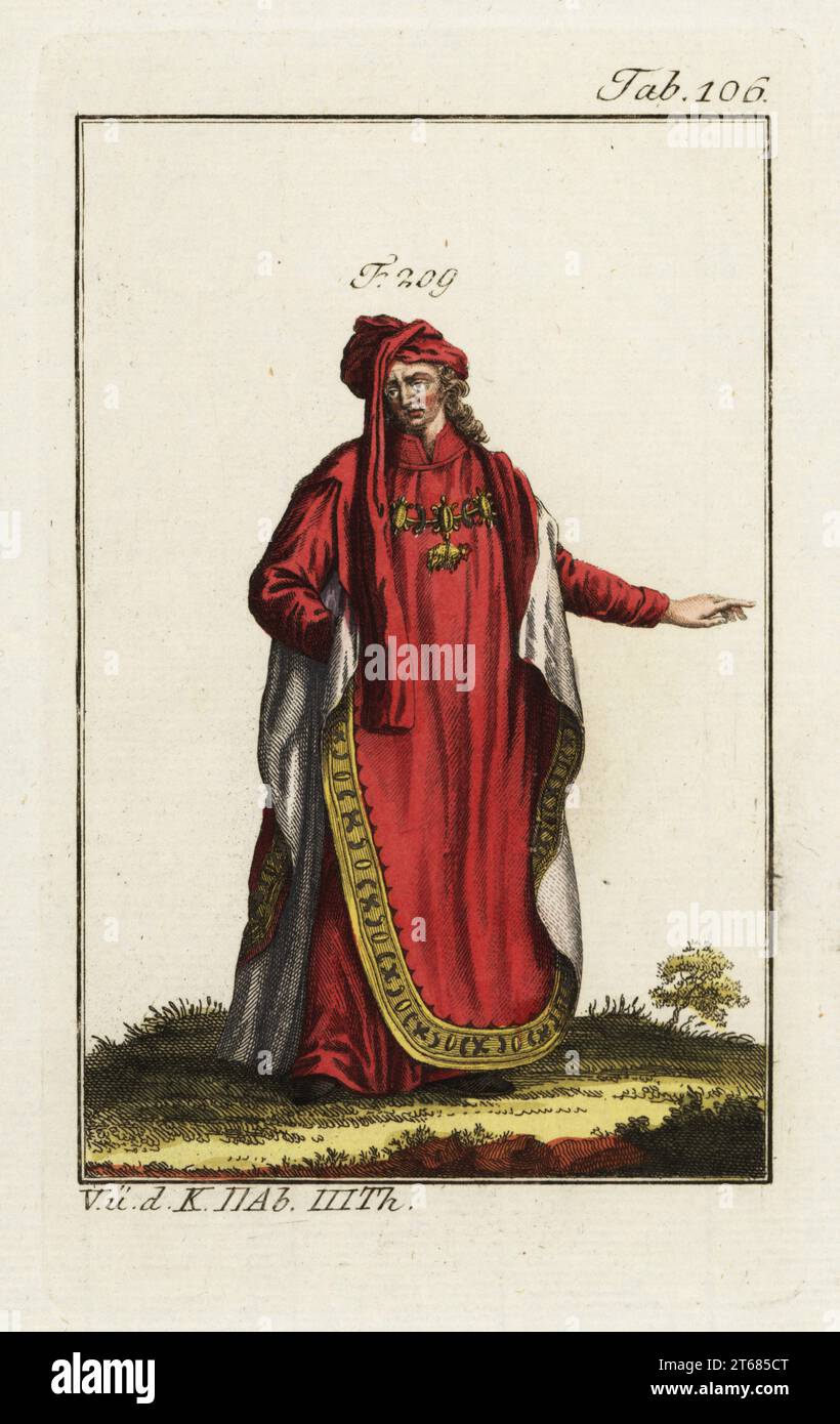 Knight in ceremonial robes of the Order of the Golden Fleece, founded ...