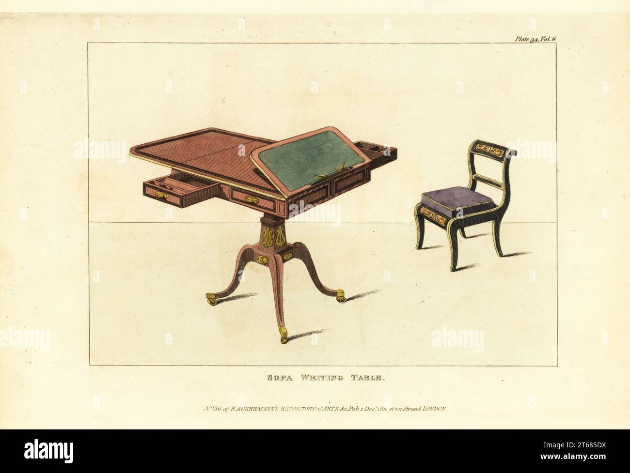 Metamorphic sofa writing table and Trafalgar chair, 1811. The small ...