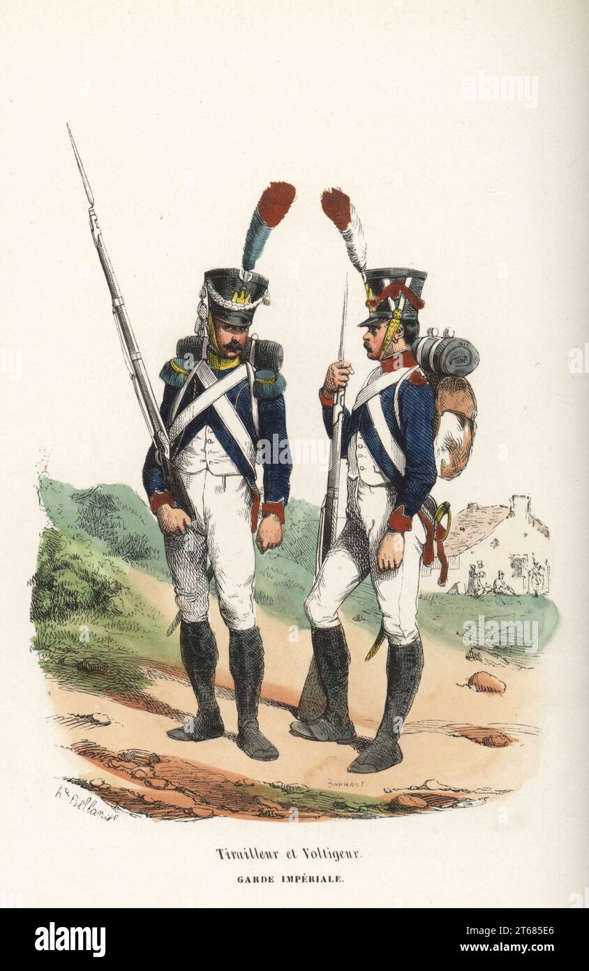 Uniforms of French Imperial Guard rifleman and skirmisher regiments ...