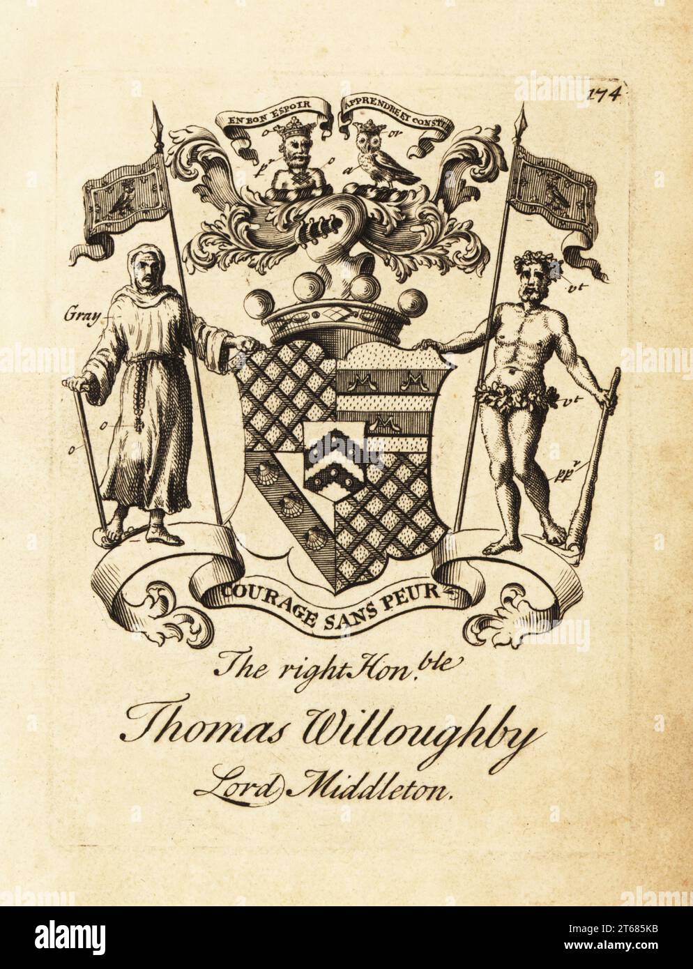 Coat of arms of the Right Honourable Thomas Willoughby, Lord Middleton ...