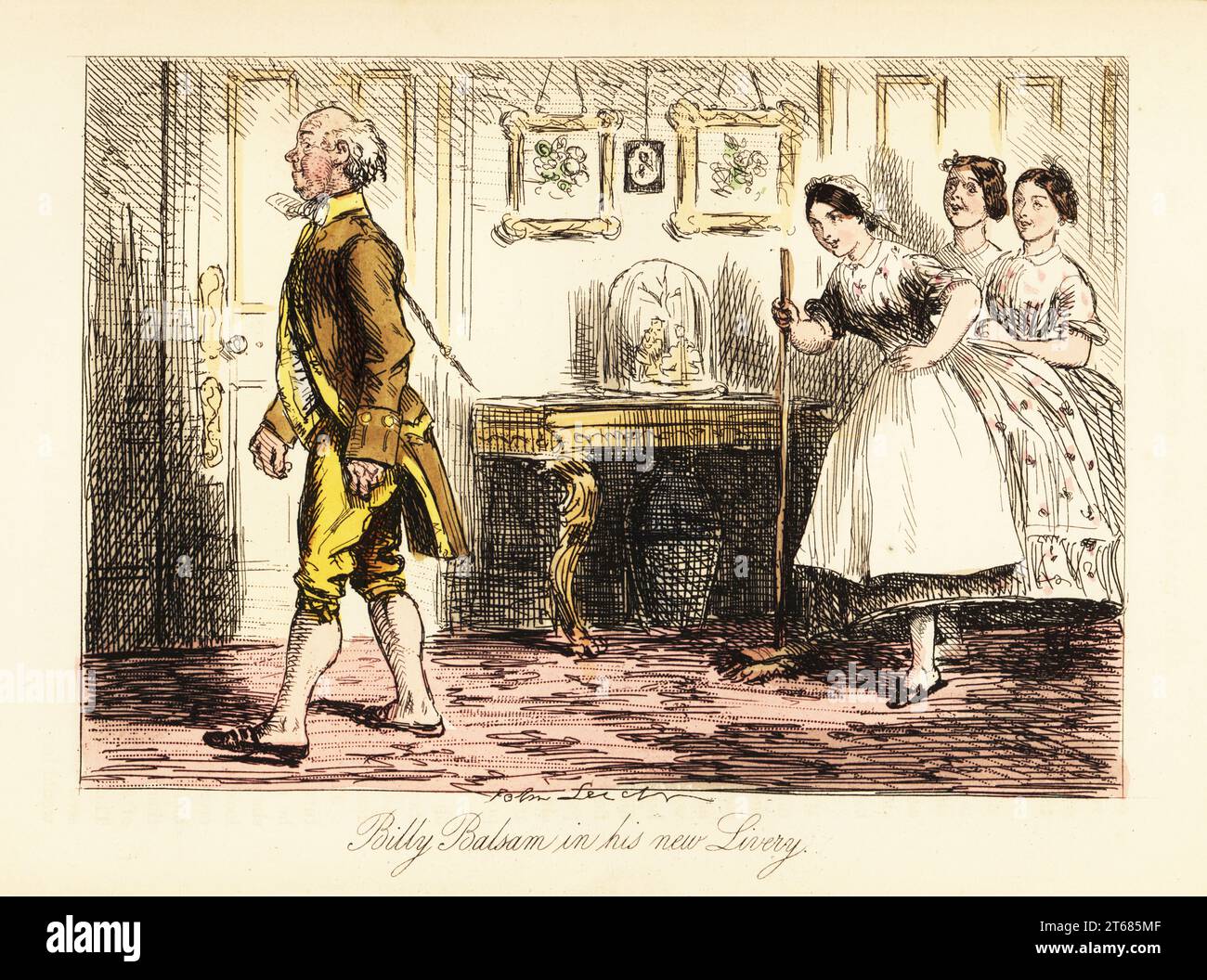 The maids laughing at a gardener dressed up in new footmans livery ...