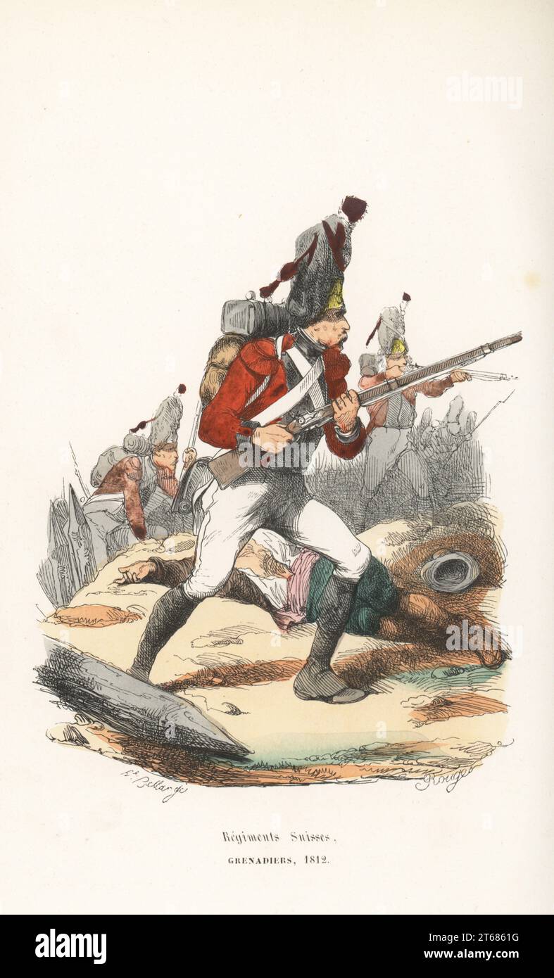 Soldiers of the 1st Swiss Regiment, French Imperial Army, in combat. In ...