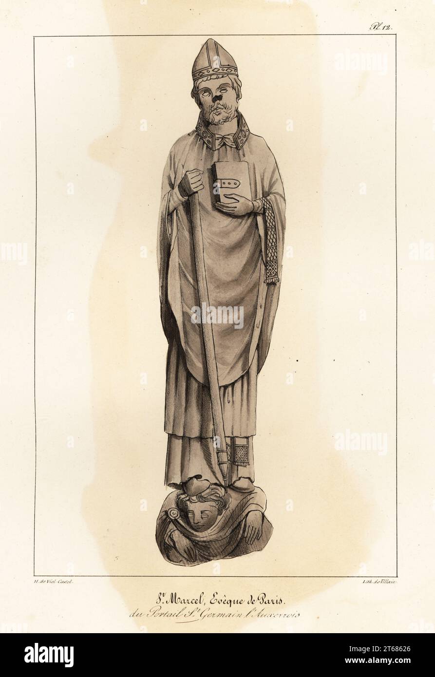 Statue of Saint Marcellus or Marcellinus, 360436, 9th Bishop of Paris ...