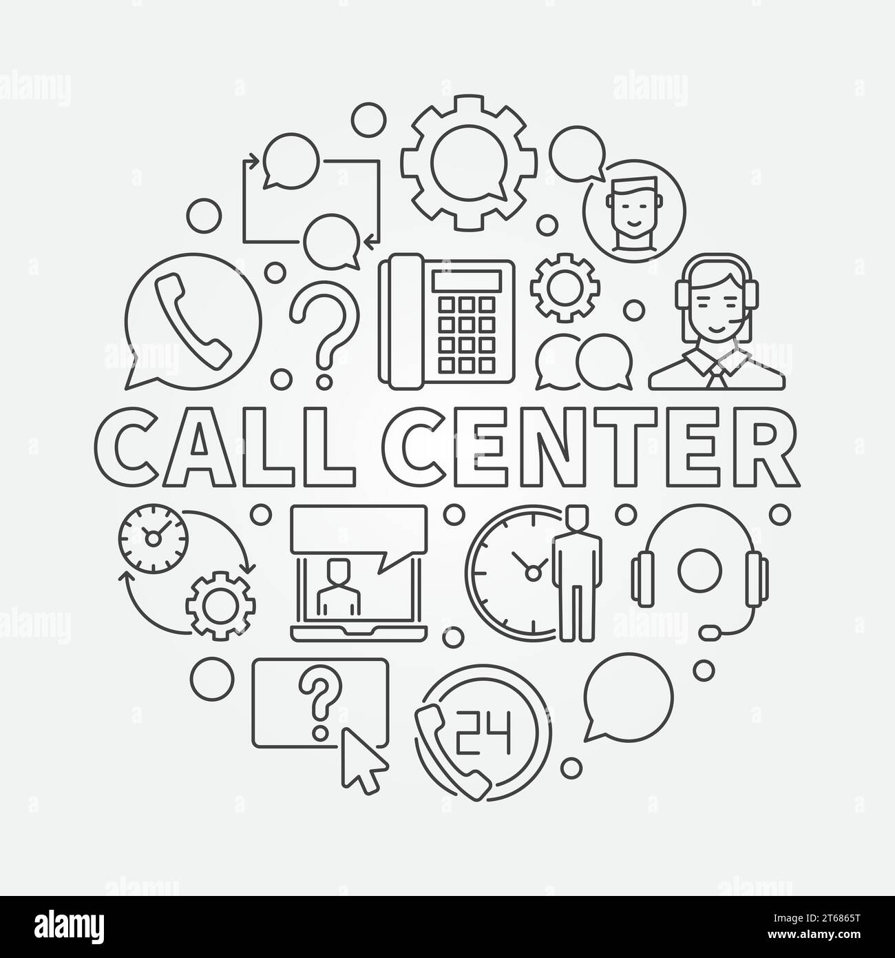 Call Center round illustration. Vector customer service concept ...