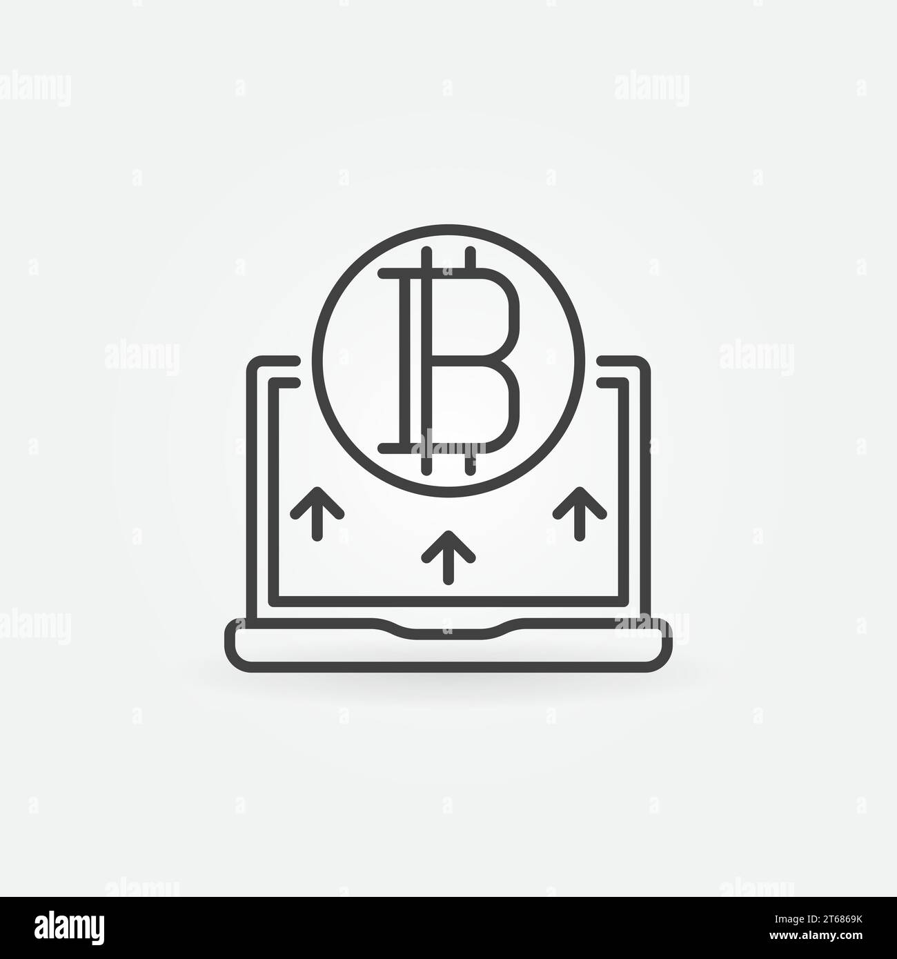 Bitcoin with laptop line icon - vector cryptocurrency outline sign or ...