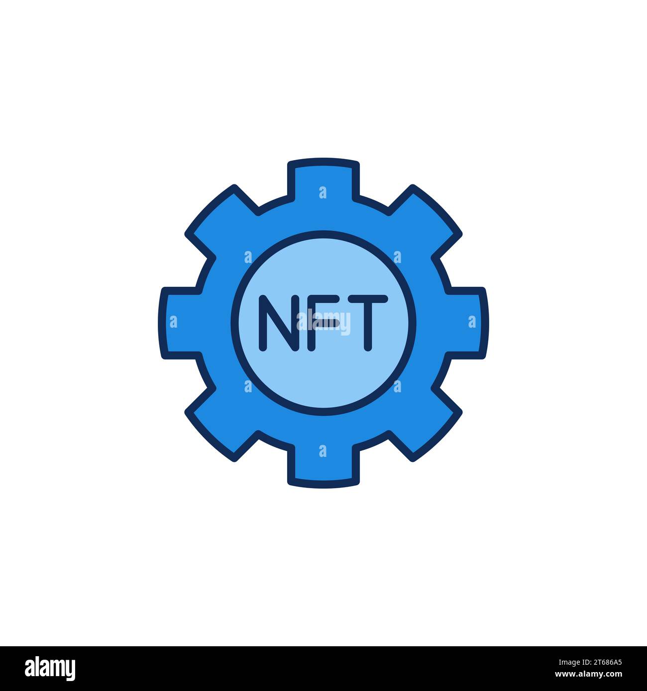 NFT Cog Wheel vector concept colored icon. Non-Fungible Token Cog sign ...