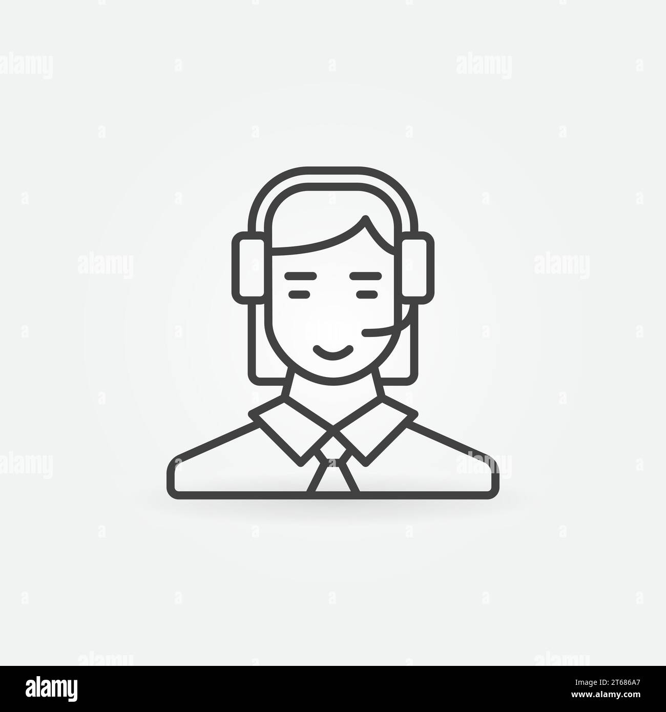 Call center operator line icon. Vector woman in headset symbol or ...