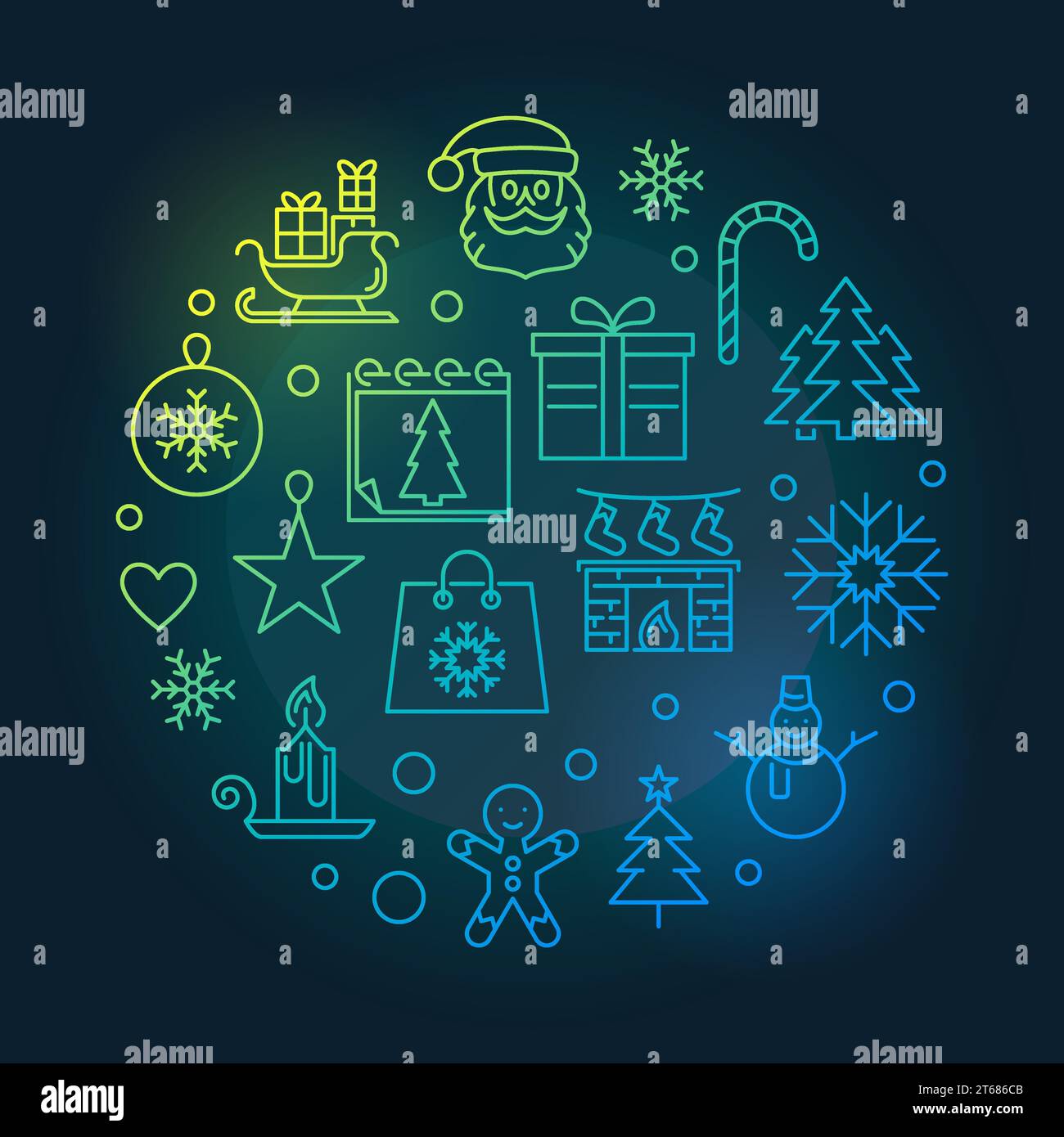 New Year round colored vector illustration or greeting card with ...