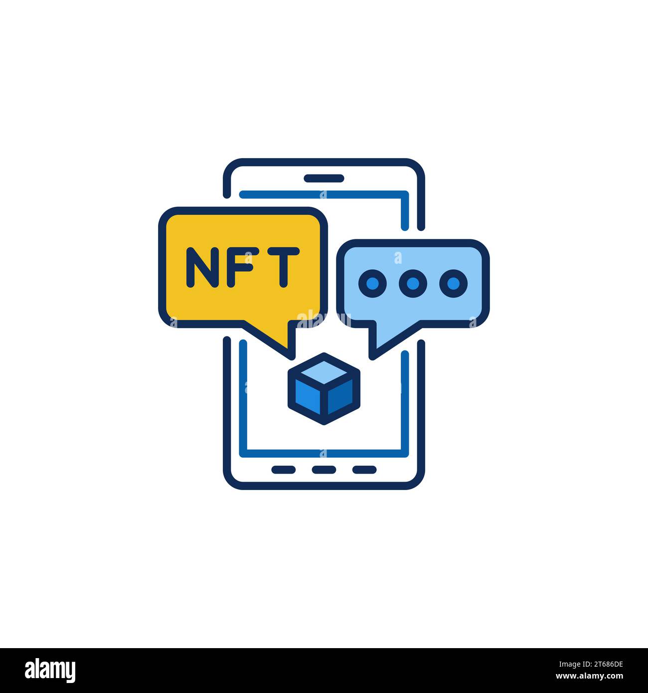 NFT Speech-Bubbles inside Smart-Phone colored icon - Non Fungible Token ...