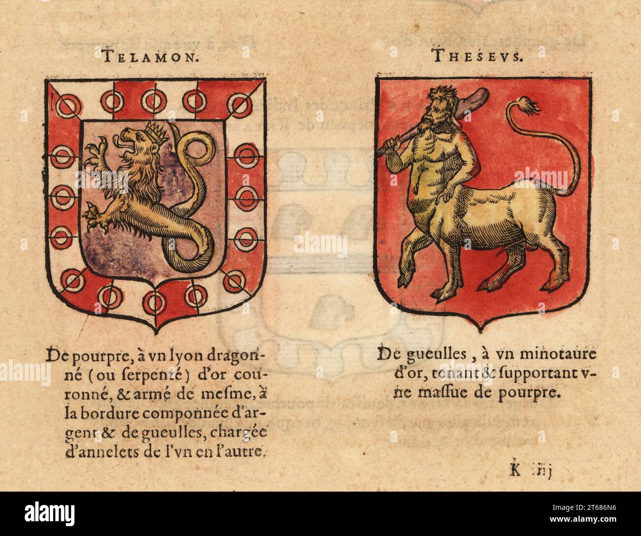 Imaginary coats of arms of Telamon, son of King Aeacus, with dragon ...