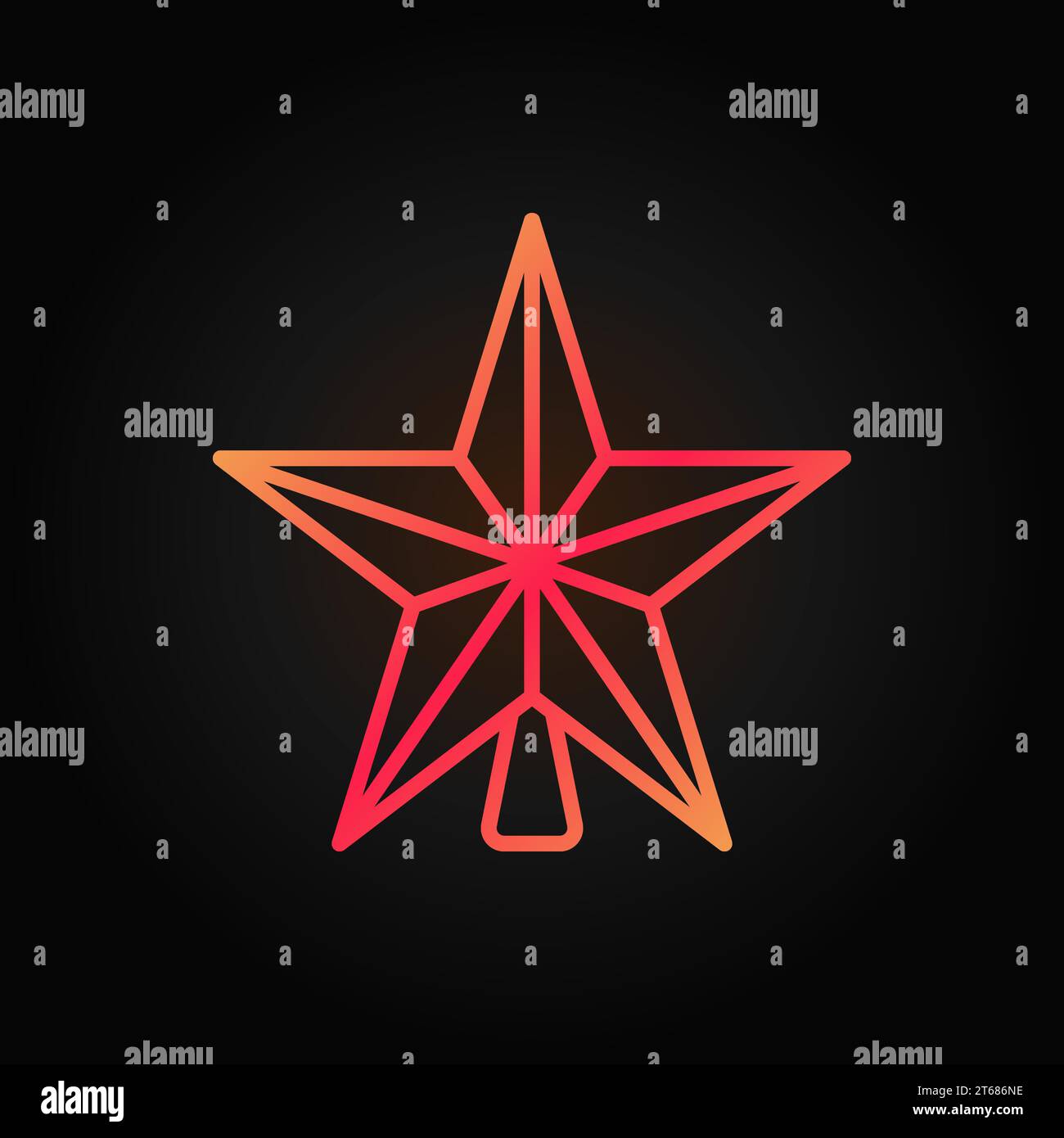 Christmas star red line vector icon or symbol on dark background Stock ...