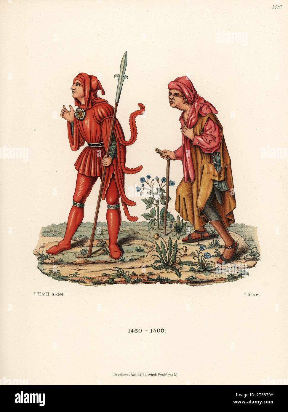 German male fashions of the late 15th century. Costume of a court ...