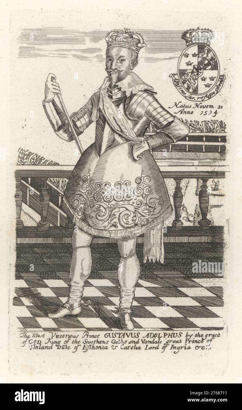 Gustavus Adolphus, King of Sweden, 1594-1632. In crown, breastplate and ...