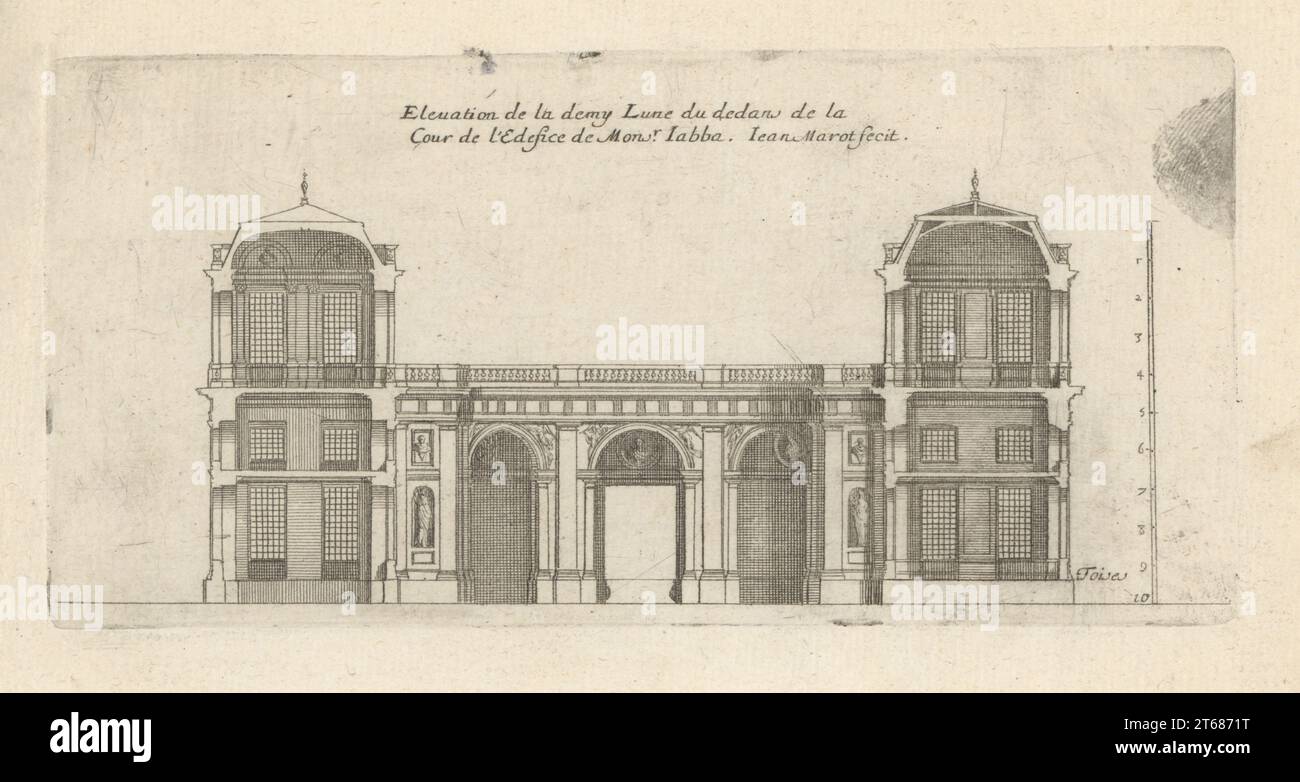 Elevation of the half-moon in the courtyard of the Hotel Jabach, 42 rue ...