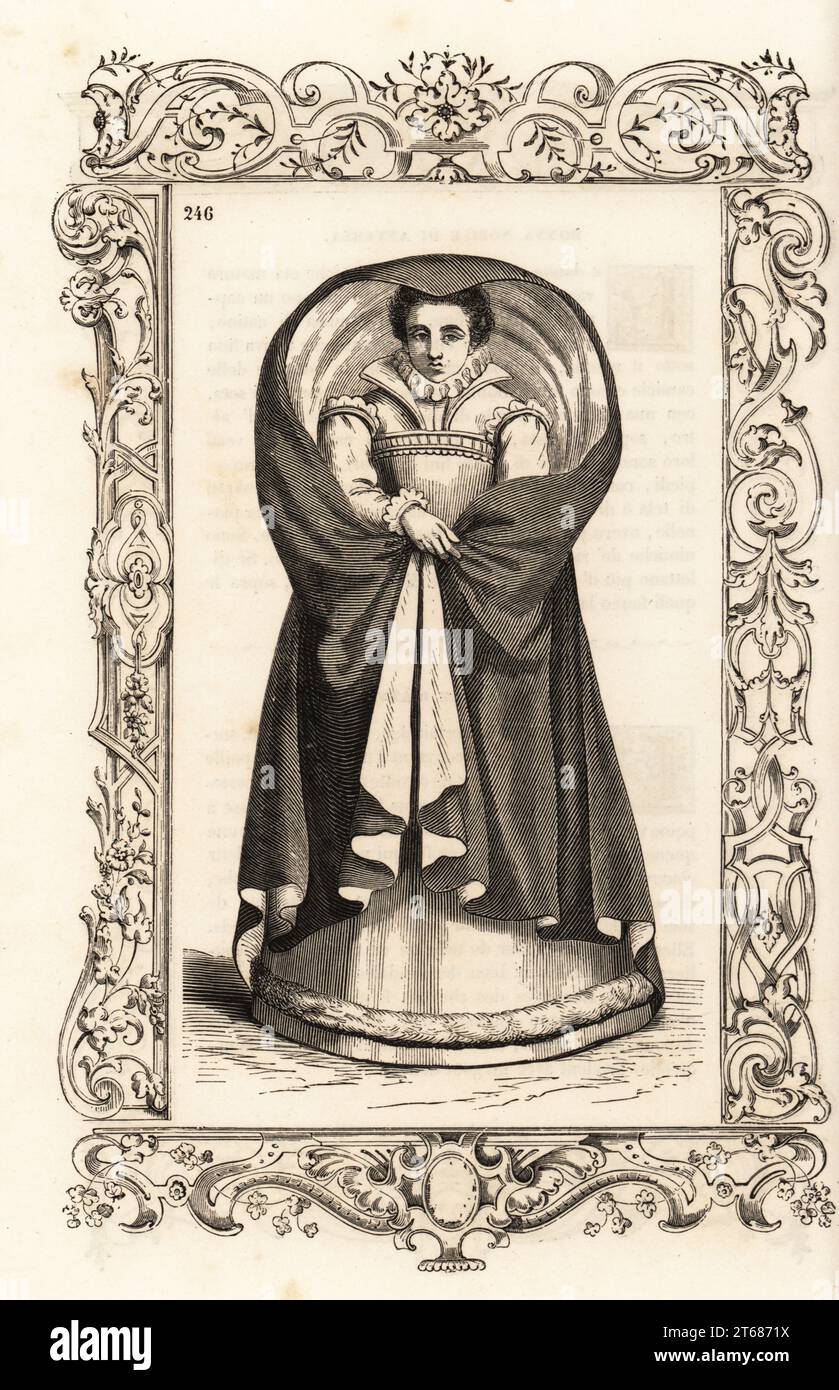 Noble woman of Brabant, Low Countries, 16th century. She wears a fine ...