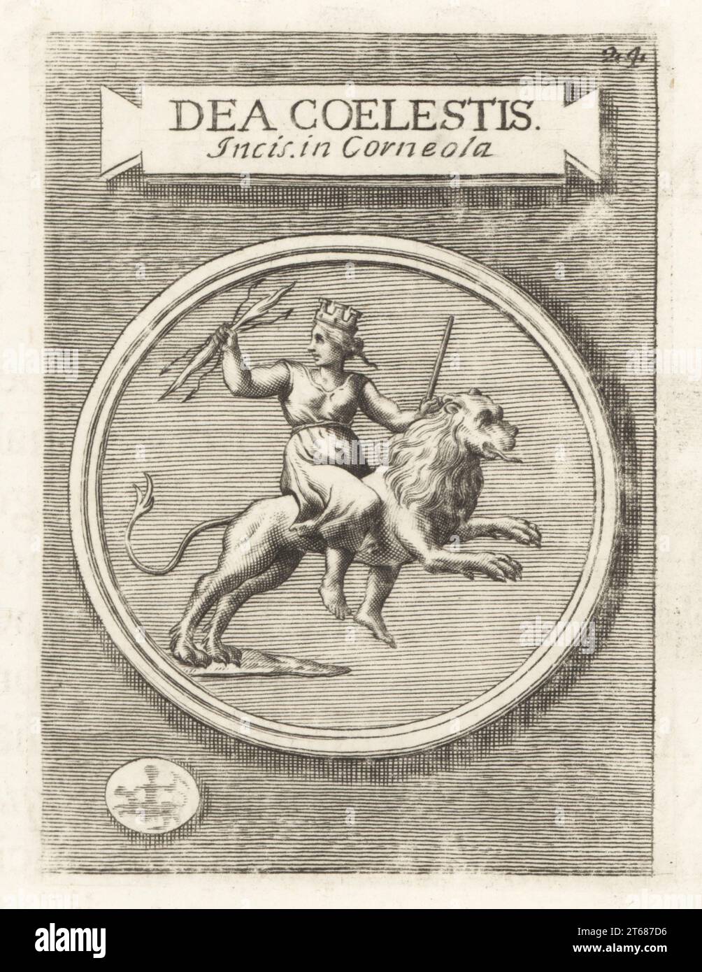 Caelestis Afrorum Dea, Roman goddess in crown, riding a lion, clutching ...