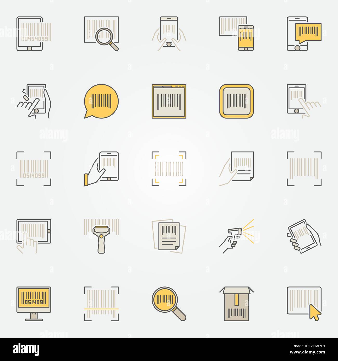 Barcode colorful icons set. Vector scanner, search, mobile barcodes ...