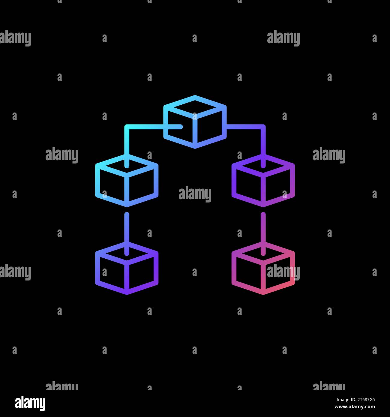 Blockchain outline vector concept colored icon - Block Chain Technology ...