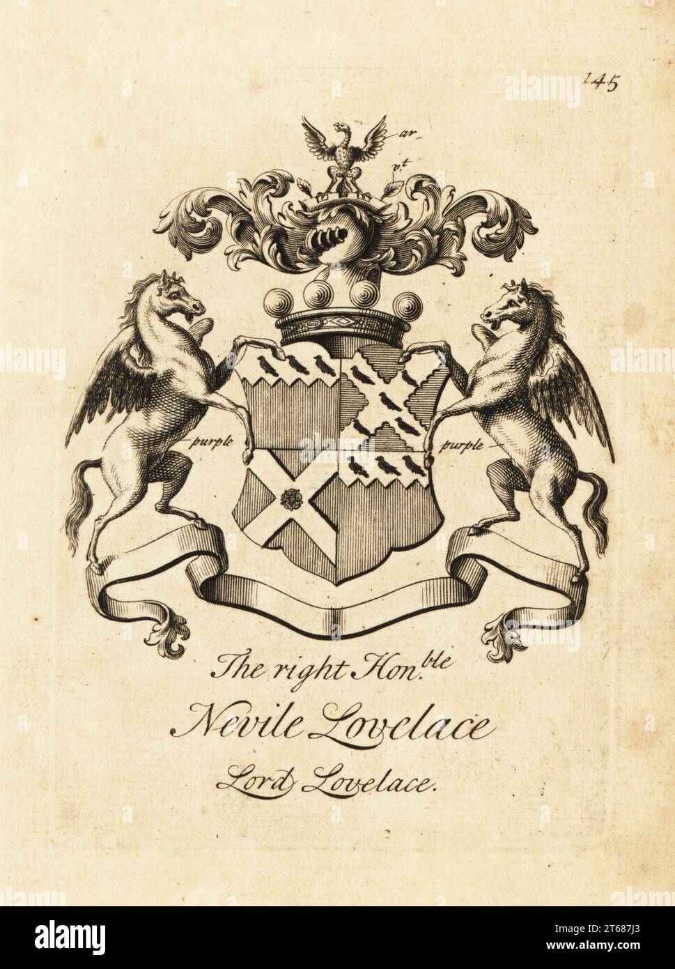 Coat of arms of the Right Honourable Nevile Lovelace, Lord Lovelace ...