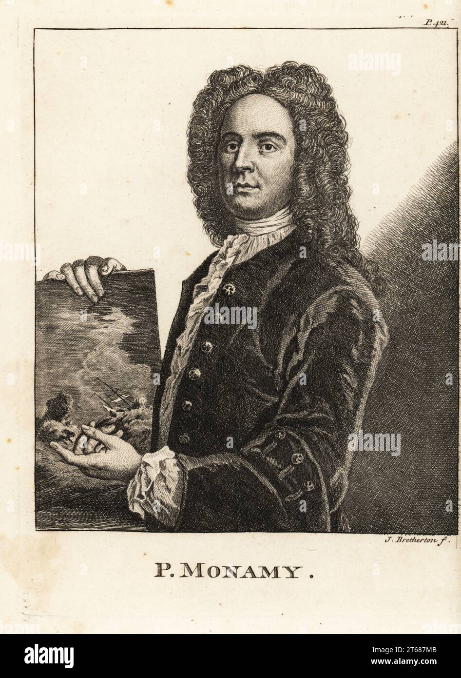 Portrait of Peter Monamy, English marine painter holding a maritime ...