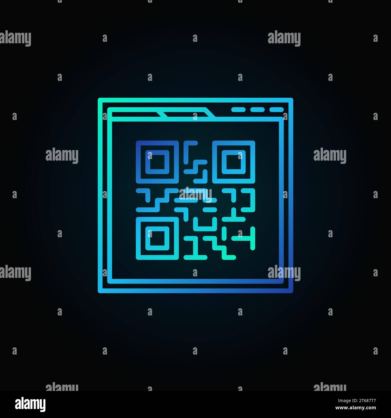 Webpage blue Qr code vector linear icon or logo element on dark ... Webpage blue Qr code vector linear icon or logo element on dark ...