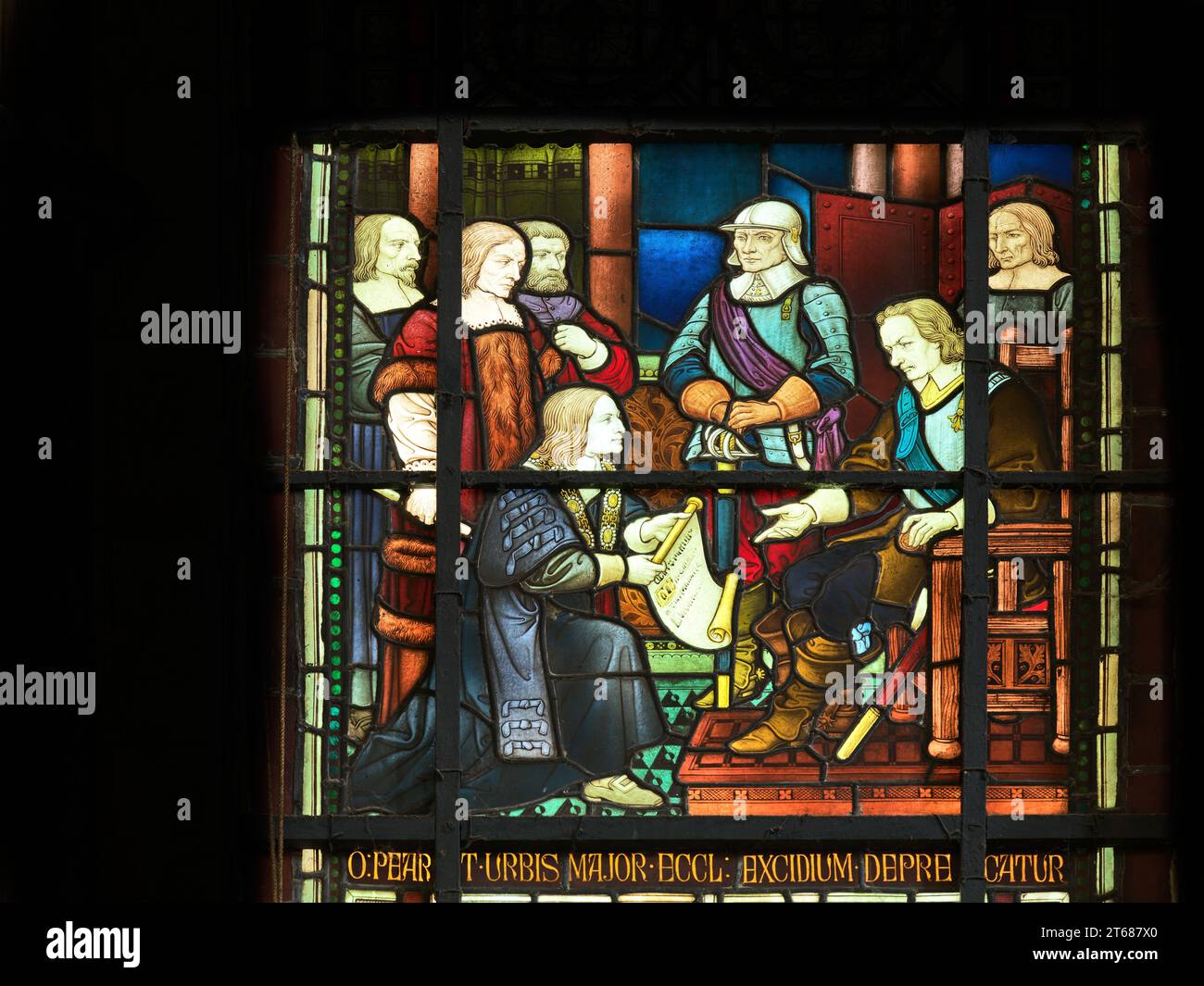 Stained glass window in the chapter house of the cathedral at Lincoln ...