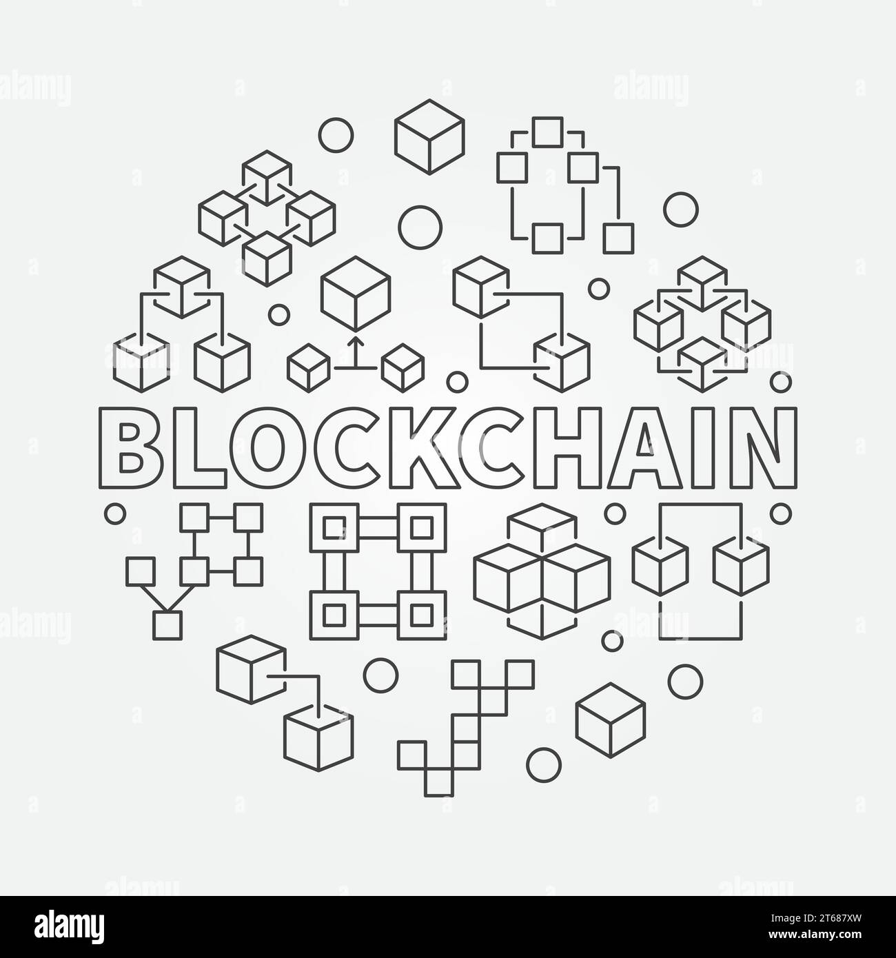 Blockchain round vector illustration or symbol in thin line style Stock ...