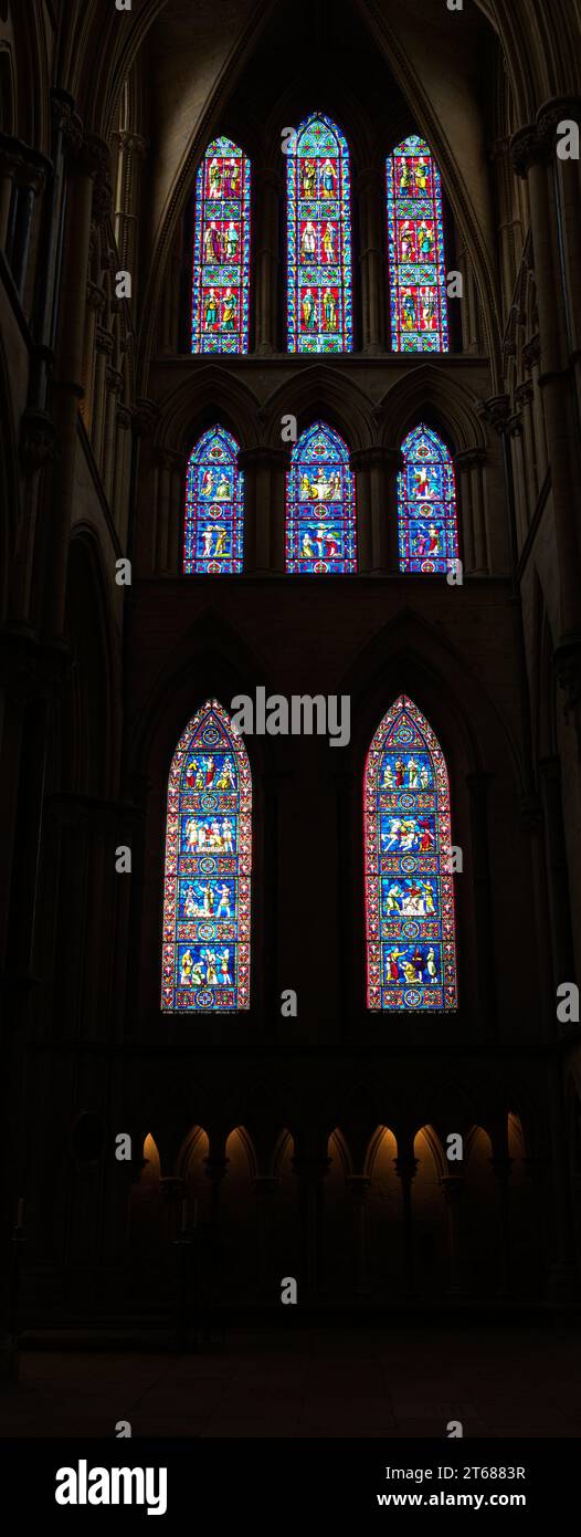 The south east transept of the christian cathedral in Lincoln, England ...