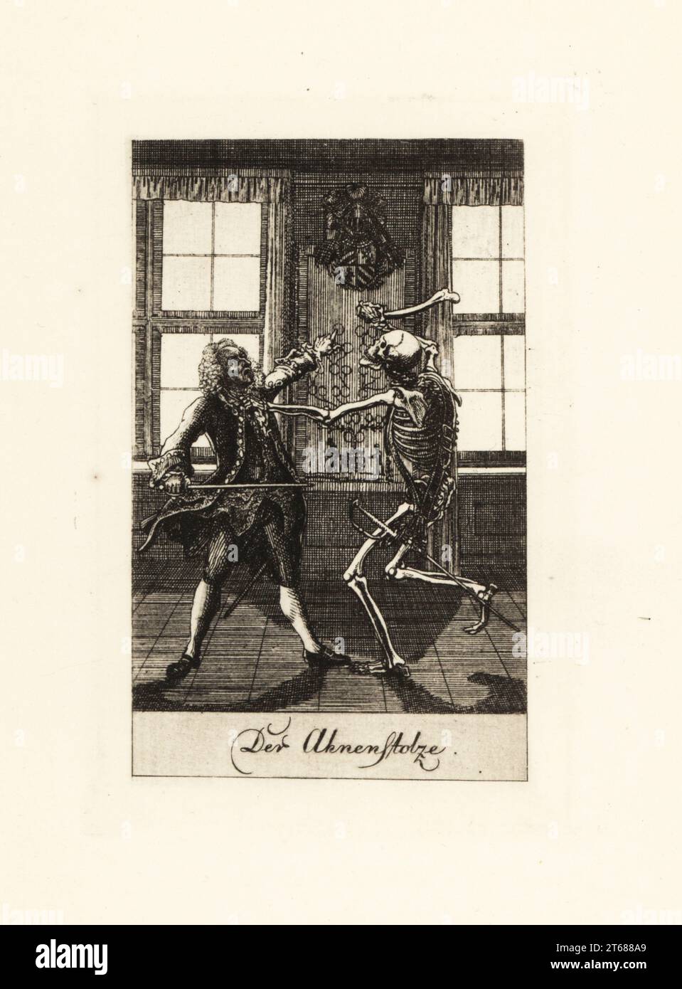 The skeleton of Death in a duel with a noble gentleman. The artistocrat ...
