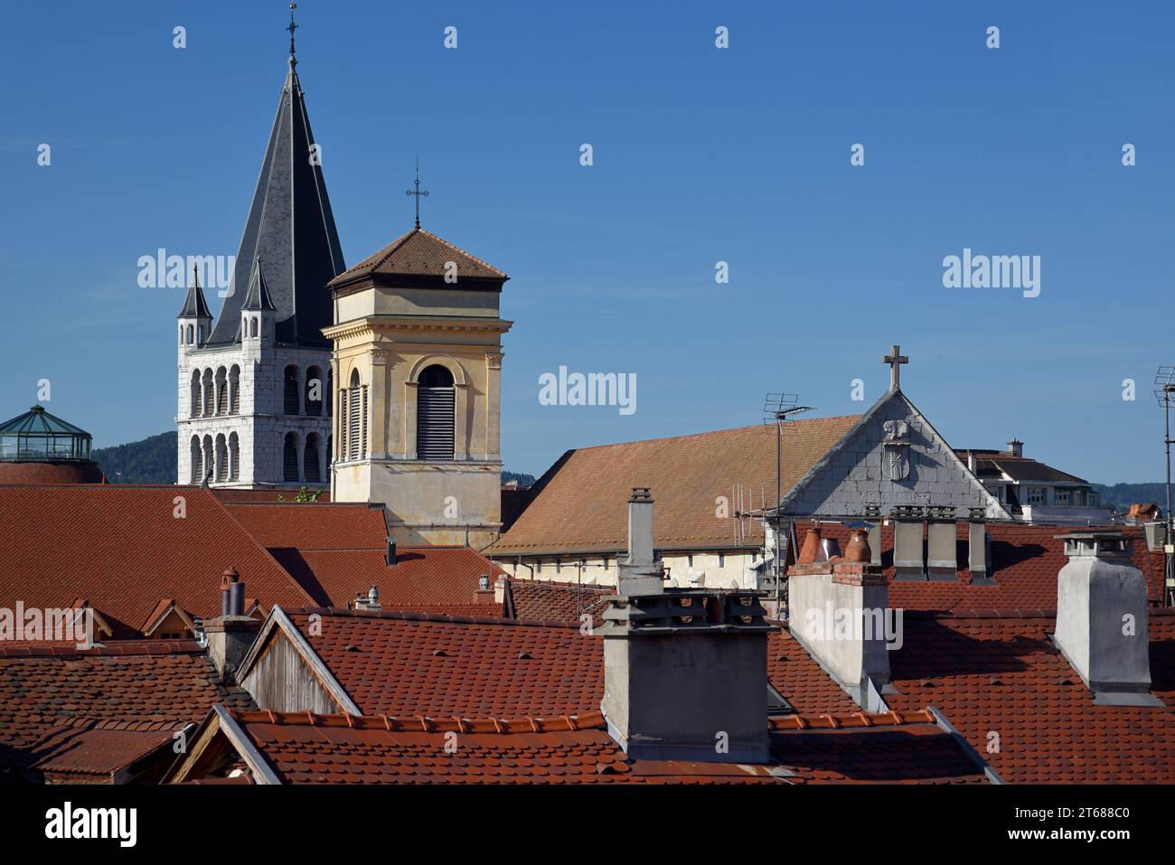 Belfry Bell Tower or Spire of the Church or Eglise Notre Dame de Lisse ...