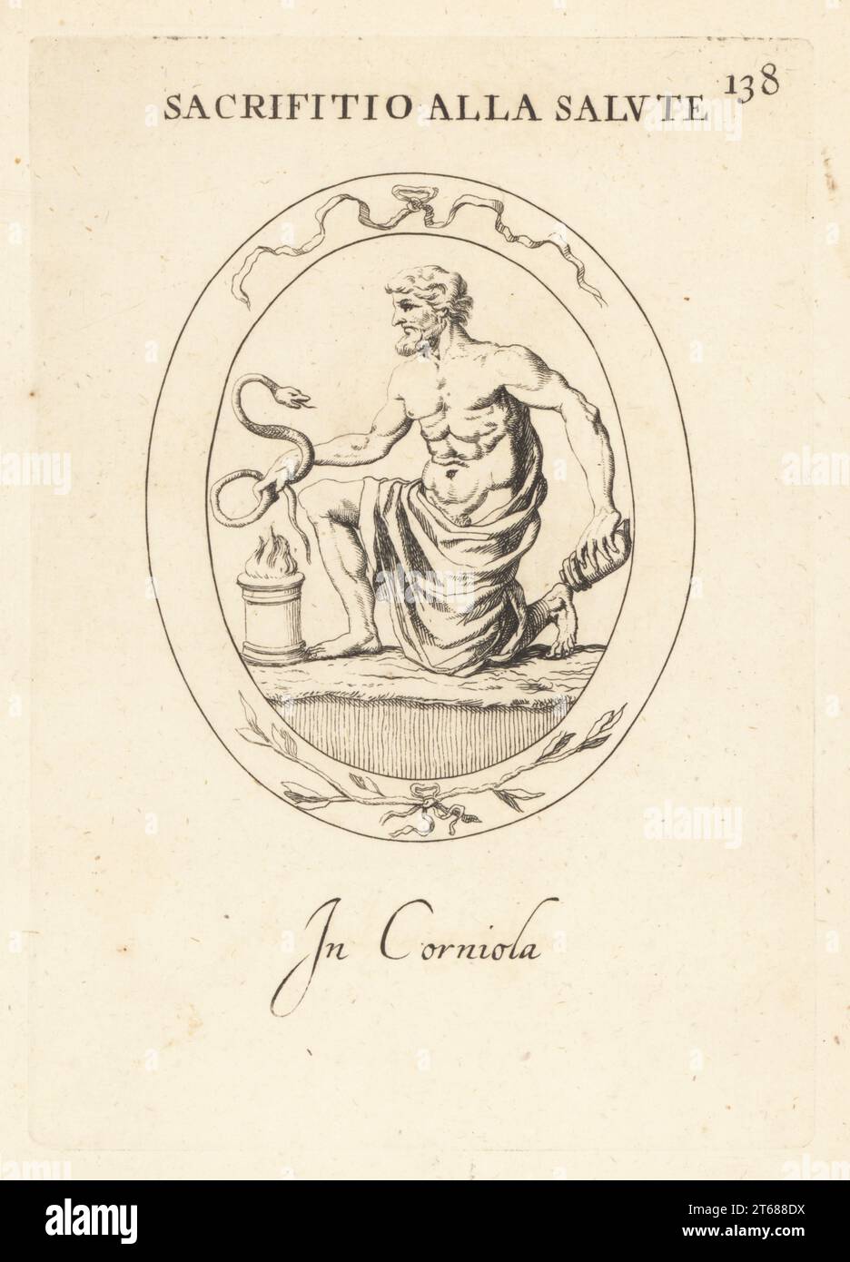 A man making a sacrfice to the Greek gods of health. He kneels before ...