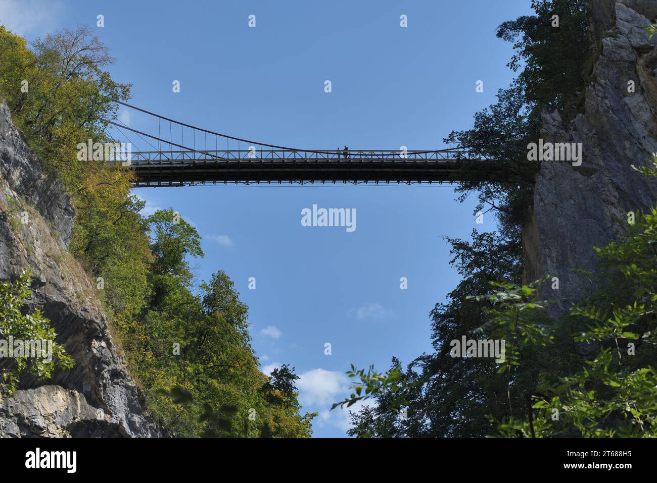 Silhouette of the Pont de l'Abime, or Bridge of the Abyss, Suspension ...