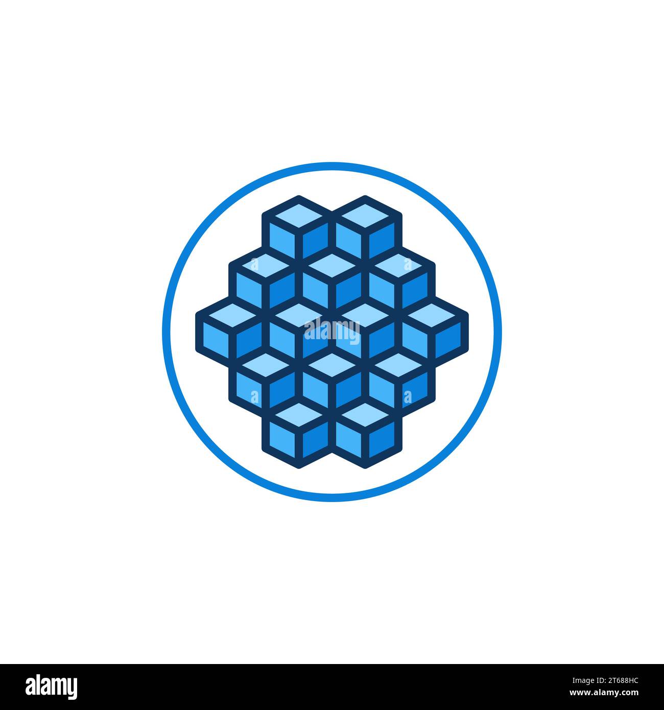 Circle with Blockchain Blocks vector concept blue icon or Block-chain ...