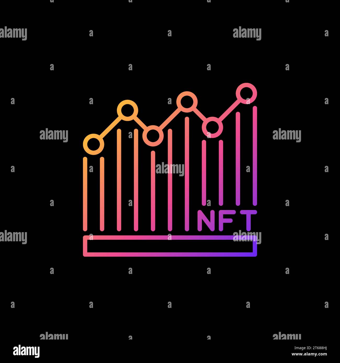 NFT Graph vector concept colorful outline icon. Non-Fungible Token ...