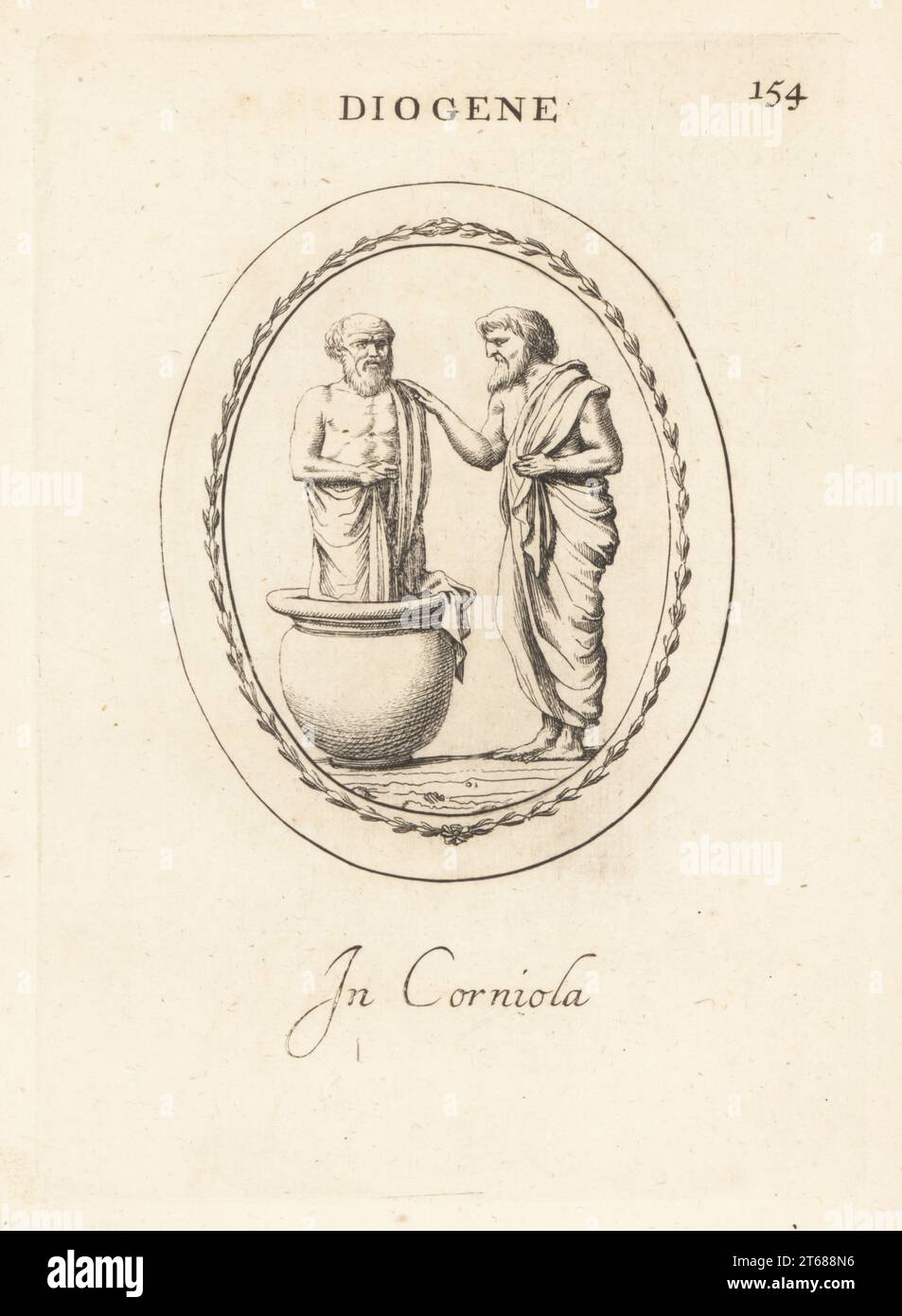 Greek Cynic philosopher Diogenes of Sinope (4th century BC) standing in ...