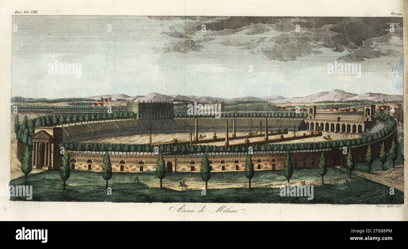 The Arena Civica built in 1807 in Milan, Italy. Designed by the neo ...