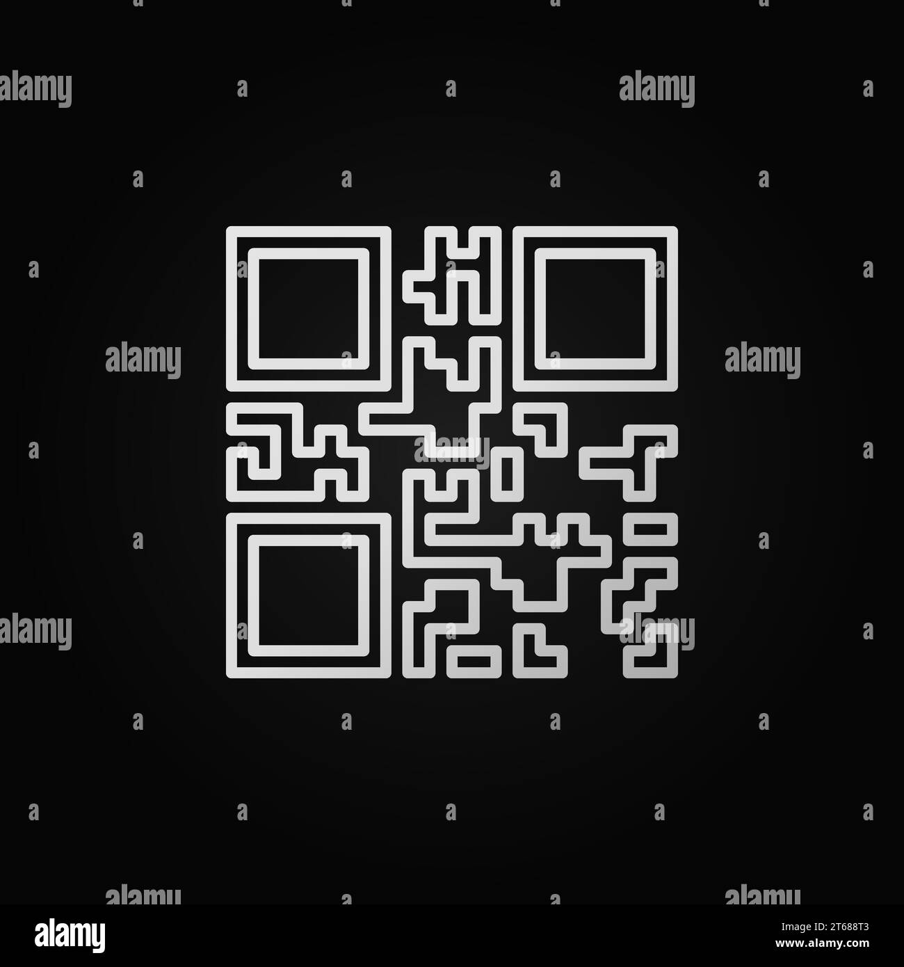 Vector QR Code silver line icon or symbol on dark background Stock ...