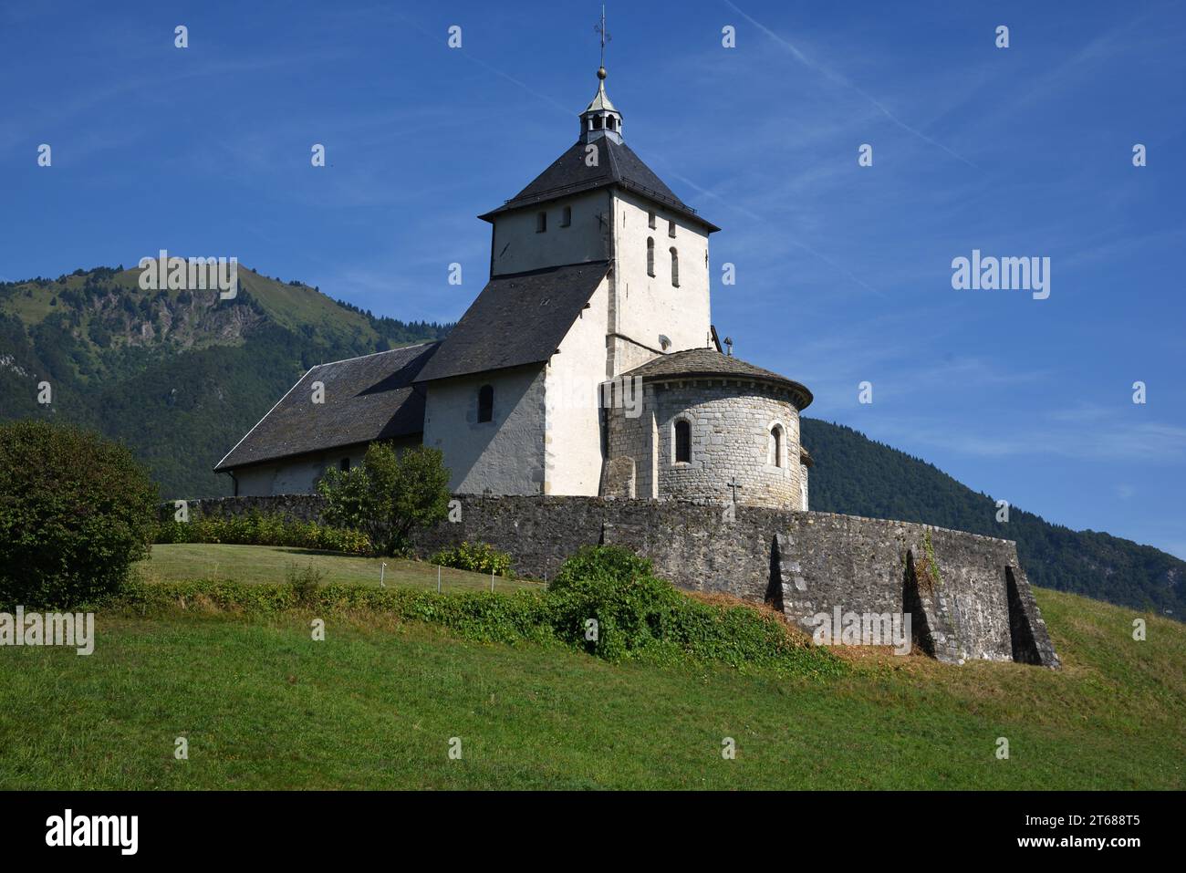 Exterior of the Romanesque Church of Cléry (c12th), or Eglise Saint ...