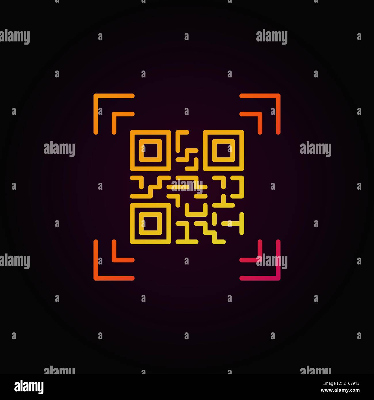 Qr code scanning colorful outline vector icon or logo element on dark background Stock Vector ...