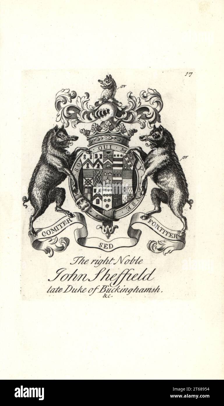Coat of arms and crest of the right noble John Sheffield, 1st Duke of ...