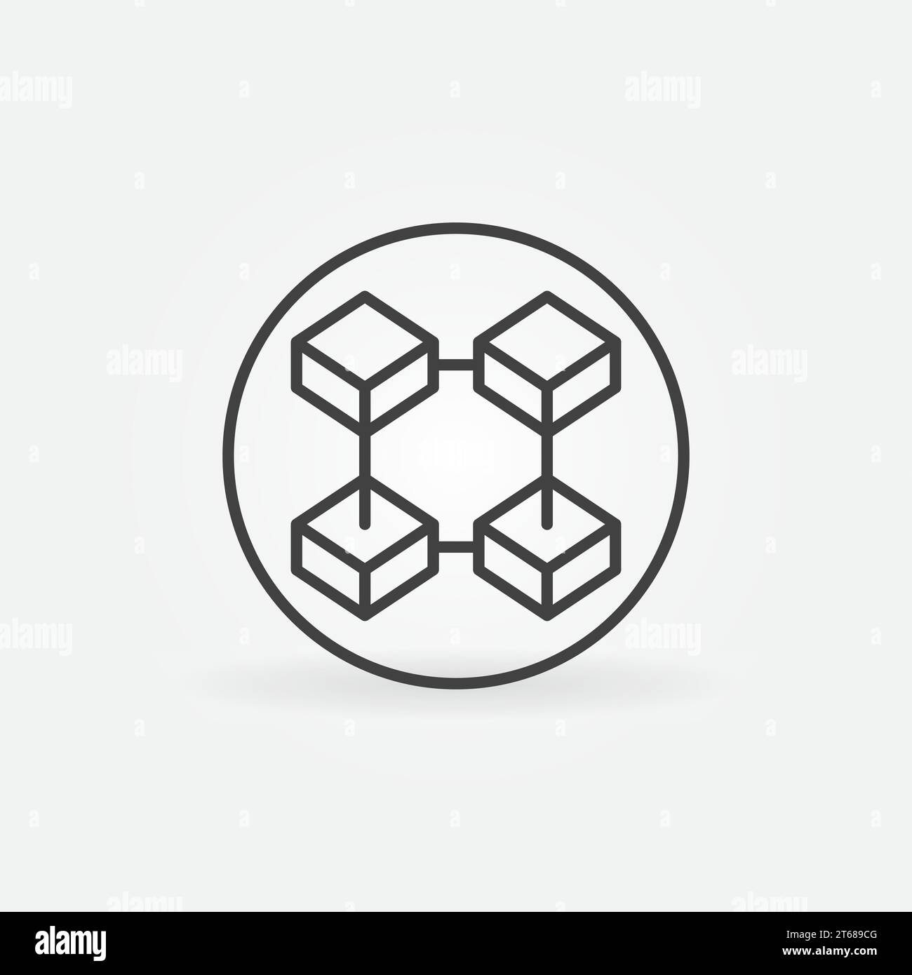 Four Connected Blocks In Circle Blockchain Technology Linear Vector