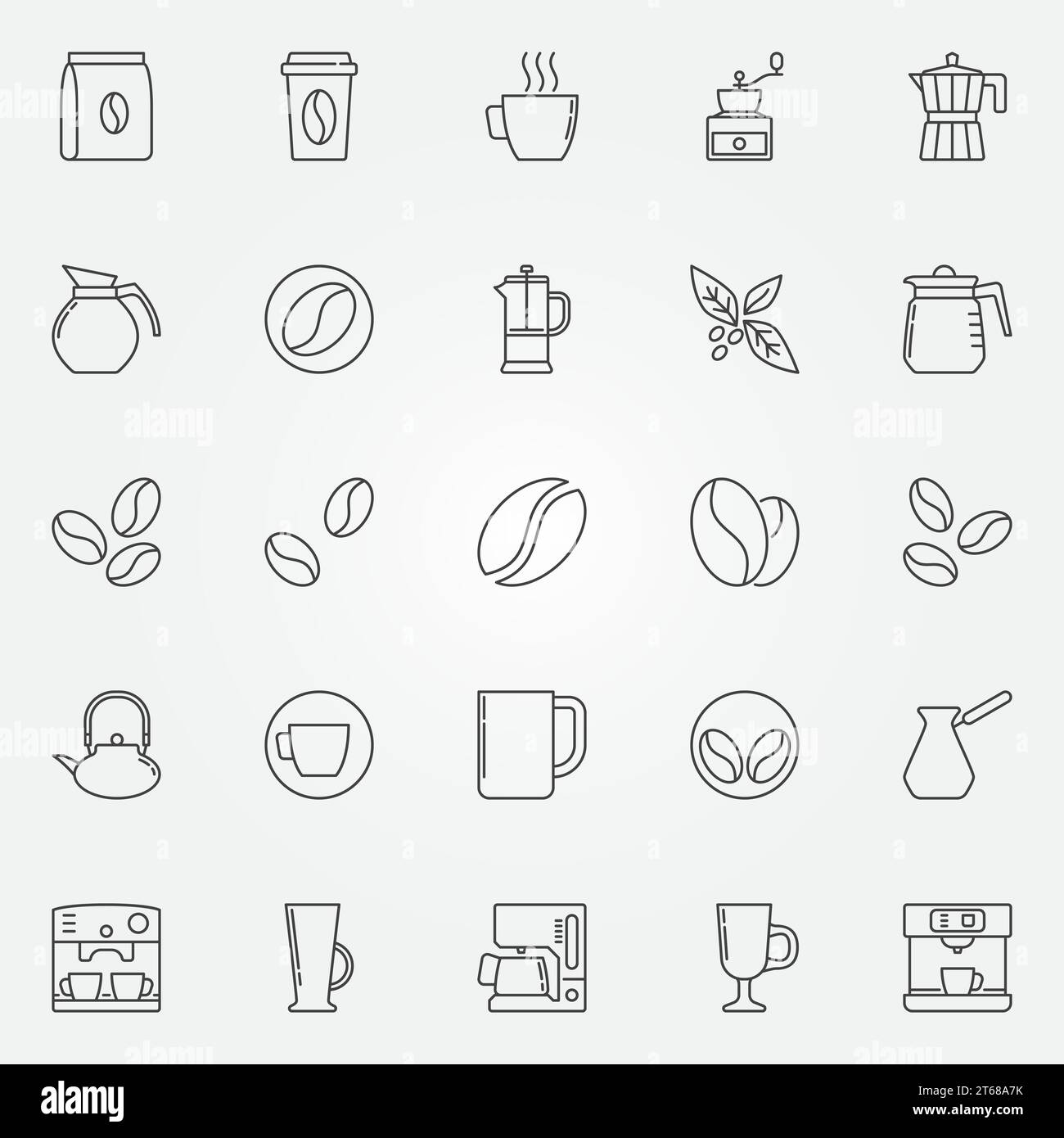 Coffee icons set - vector symbols or design elements in thin line style ...
