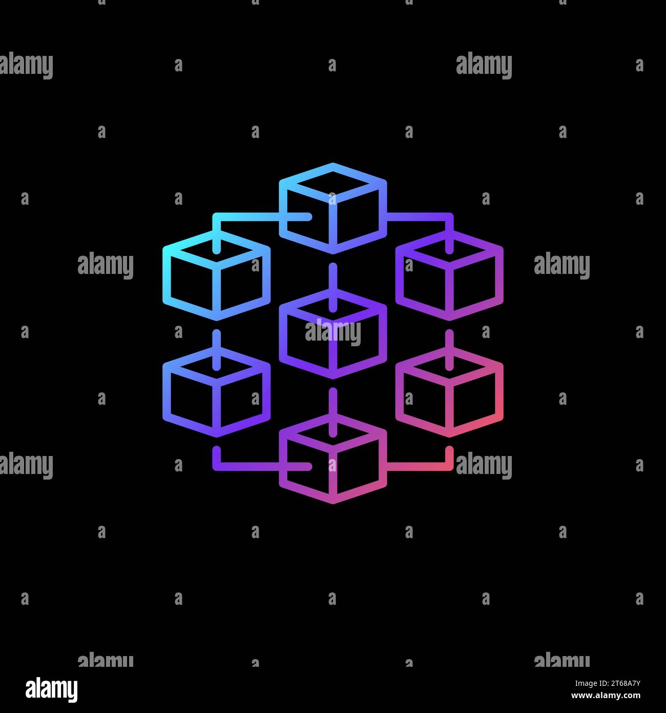 Blockchain outline vector colored icon. Block Chain Technology concept ...