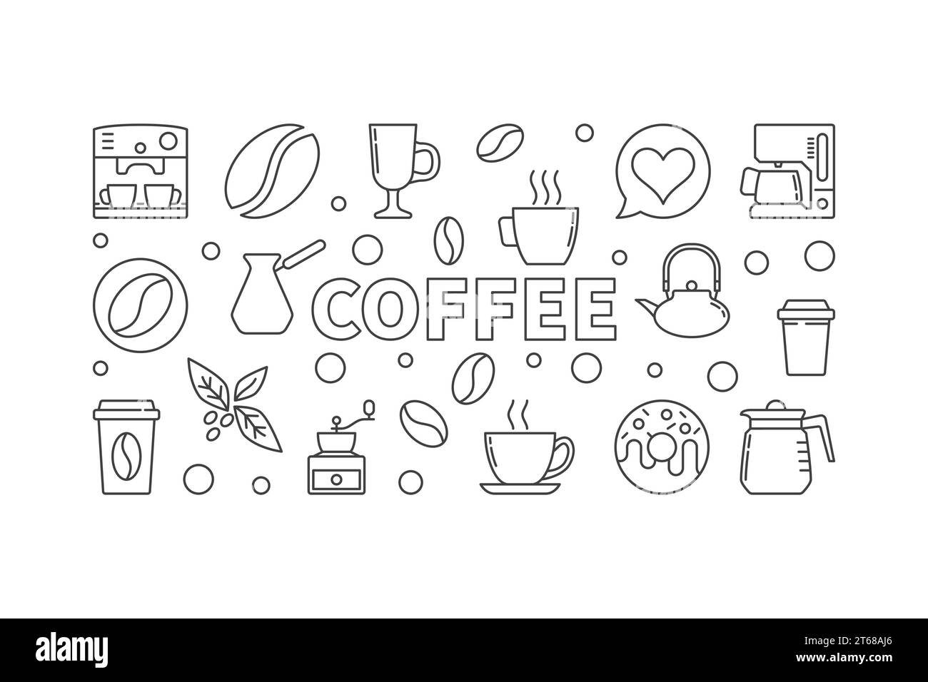 Coffee vector horizontal illustration. Vector concept banner made with ...