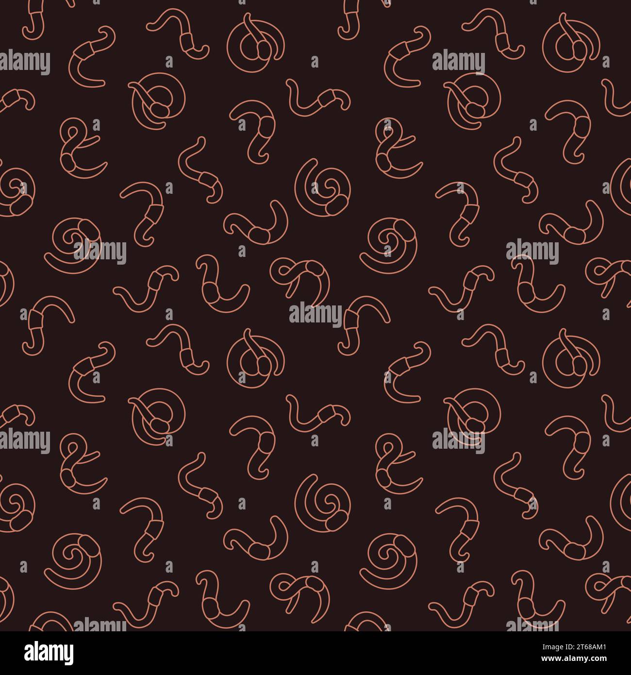 Abstract Vector Concept Seamless Pattern With Worms Or Earthworms Outline Signs Stock Vector