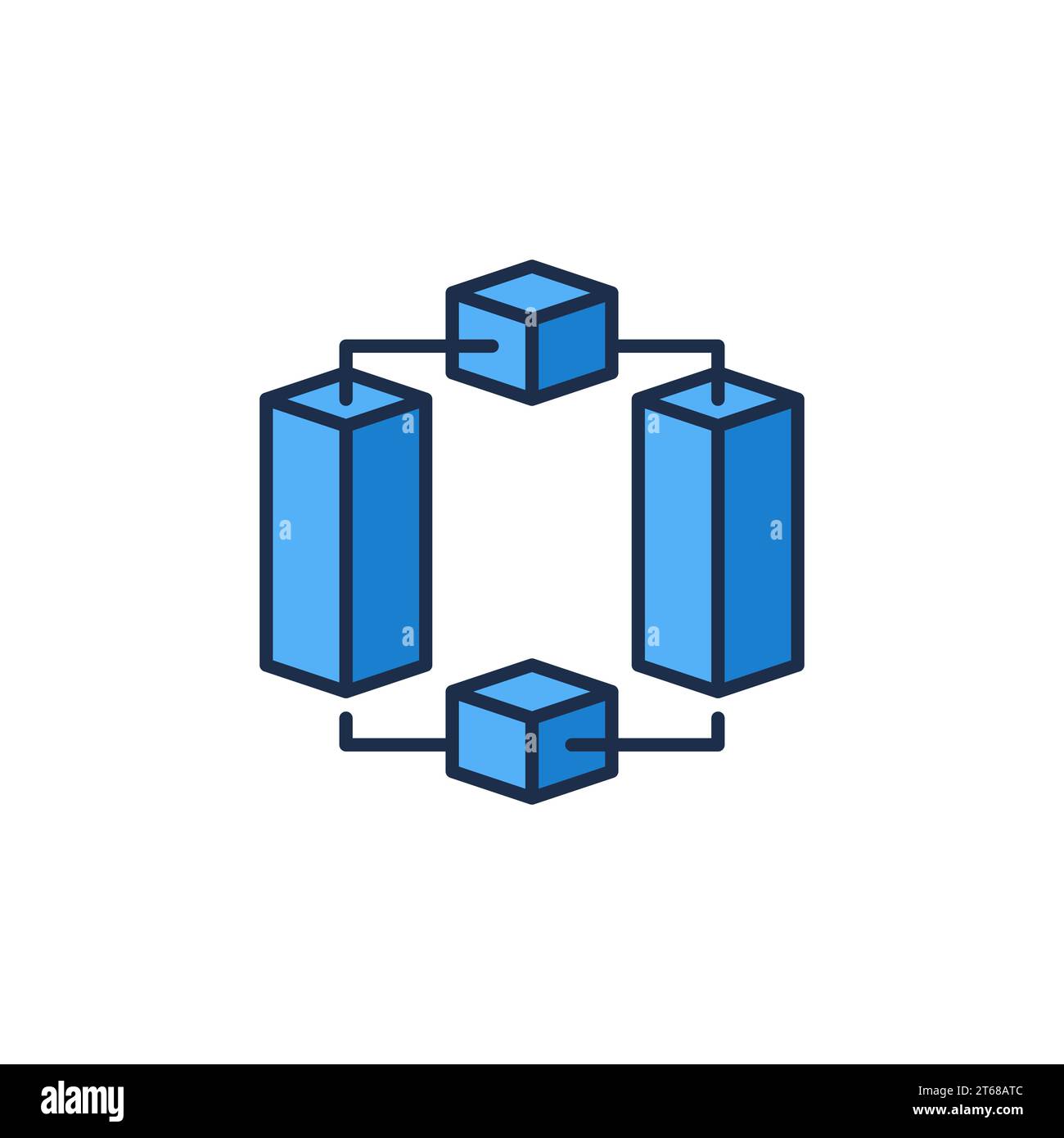 Blockchain Blocks vector concept blue icon. Decentralized Block Chain Network modern logo ...