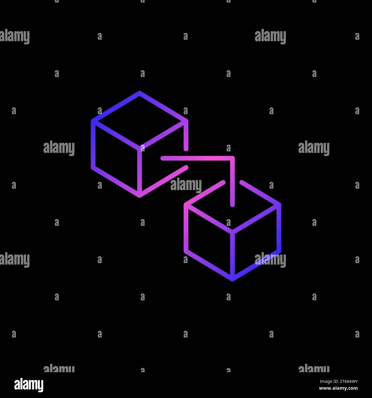 Blockchain Technology linear vector concept modern icon - Two Connected ...