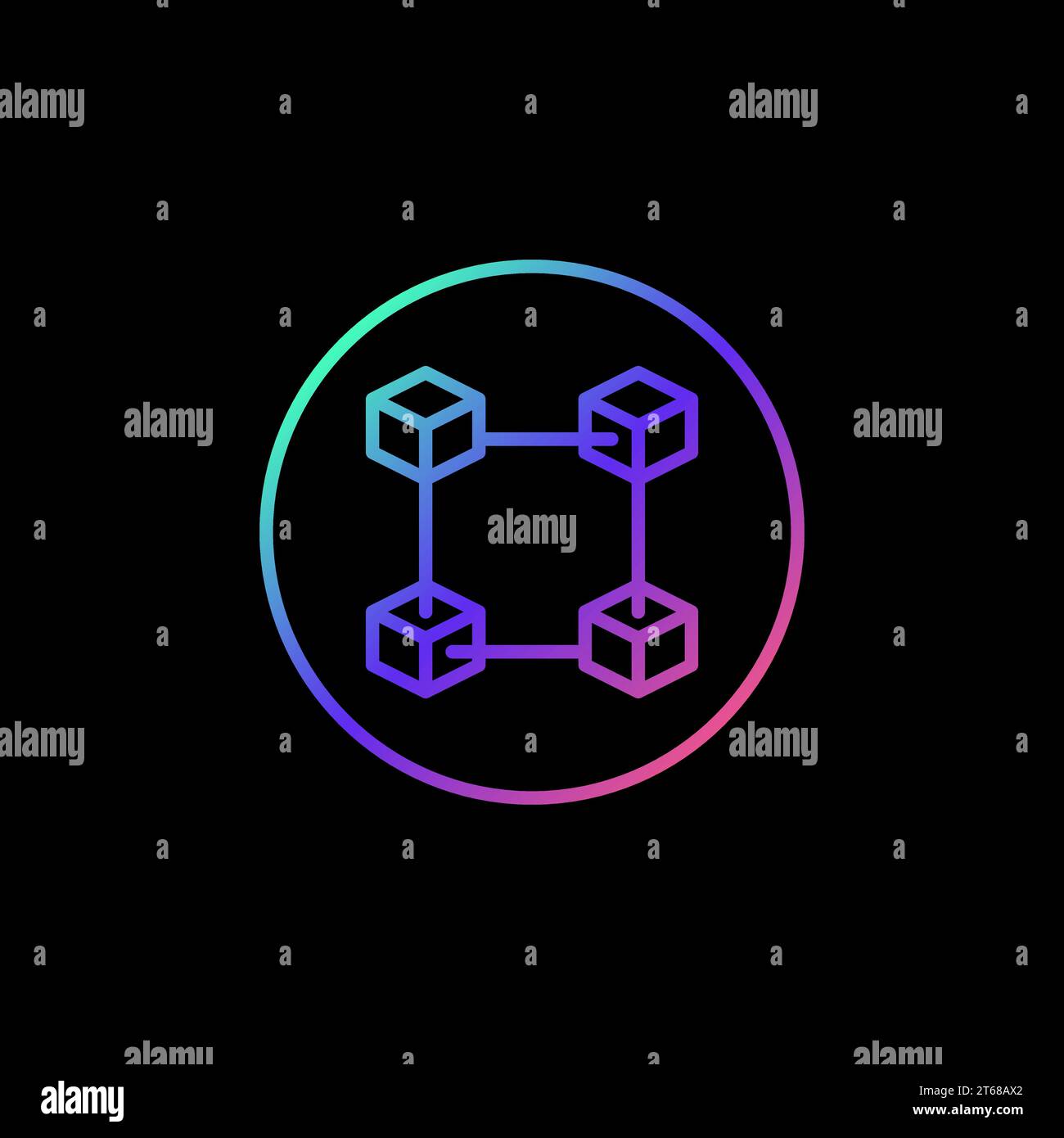 Blockchain outline vector colored round icon. Block Chain Technology in ... Blockchain outline vector colored round icon. Block Chain Technology in ...