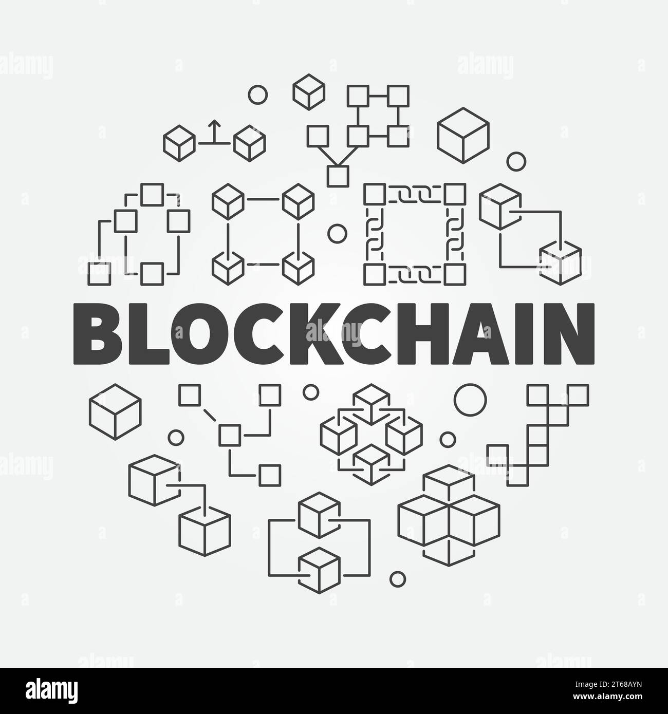 Blockchain concept illustration. Vector block chain computer technology ...
